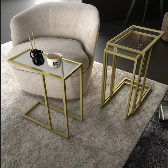 Set 3 masute de cafea dreptunghiulare cu sticla transparenta – Marsah Home